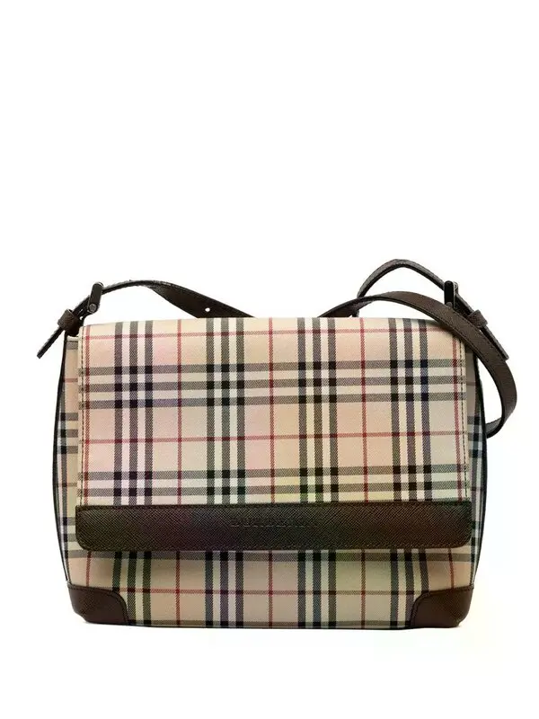 Burberry House Check Canvas Flap Crossbody Bag - Brown