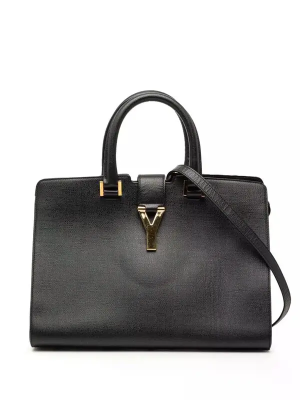 Saint Laurent Small Textured Leather Cabas Chyc Satchel - Black