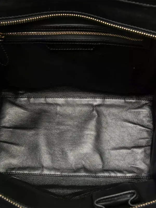 Celine 2011 Mini Bicolor Canvas And Leather Luggage Tote Handbag - Brown