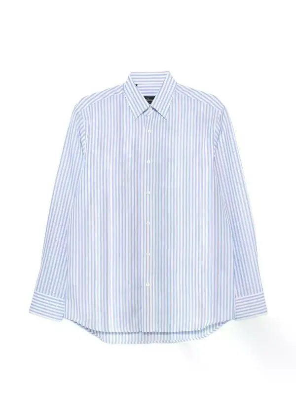 Brioni Hidden Bd Striped Buttoned Shirt - Blue