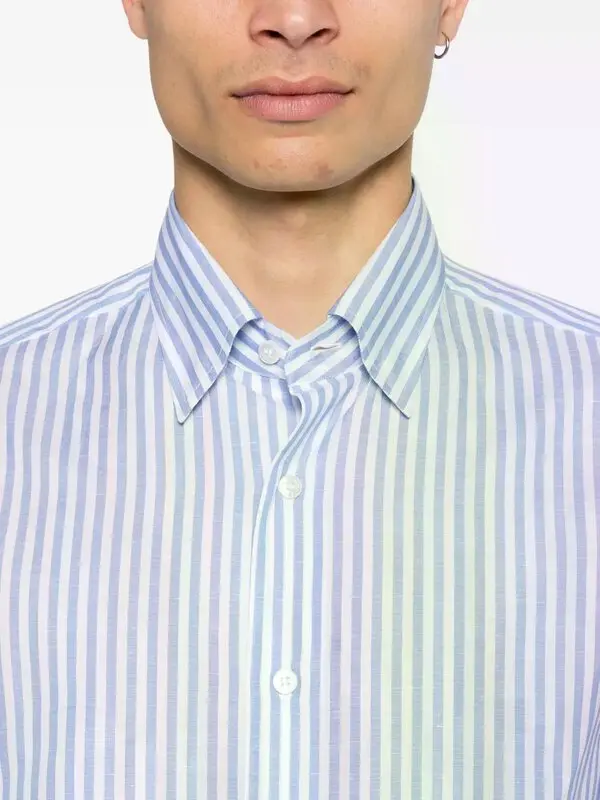 Brioni Hidden Bd Striped Buttoned Shirt - Blue