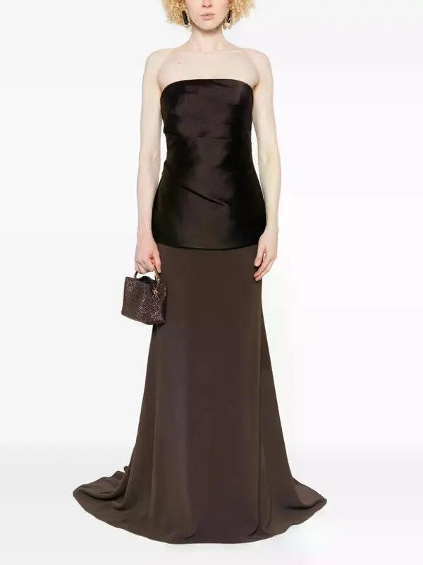 Solace London Alia Strapless Maxi Dress - Brown