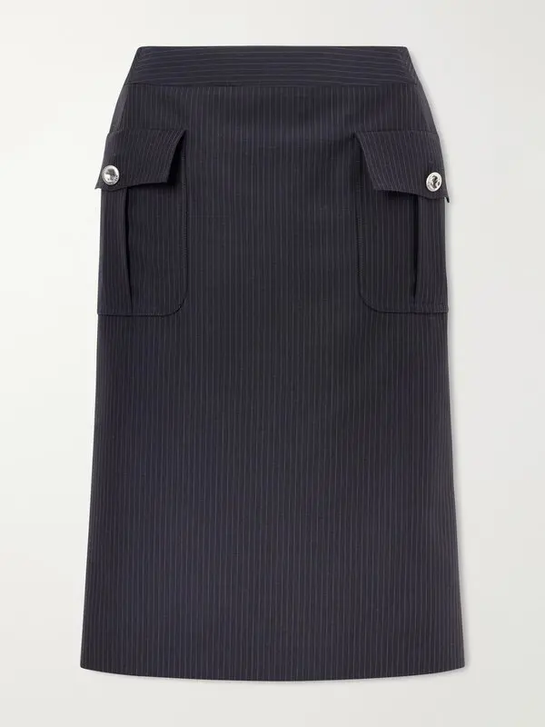 Alexander McQueen Pinstriped Wool And Mohair-blend Midi Skirt