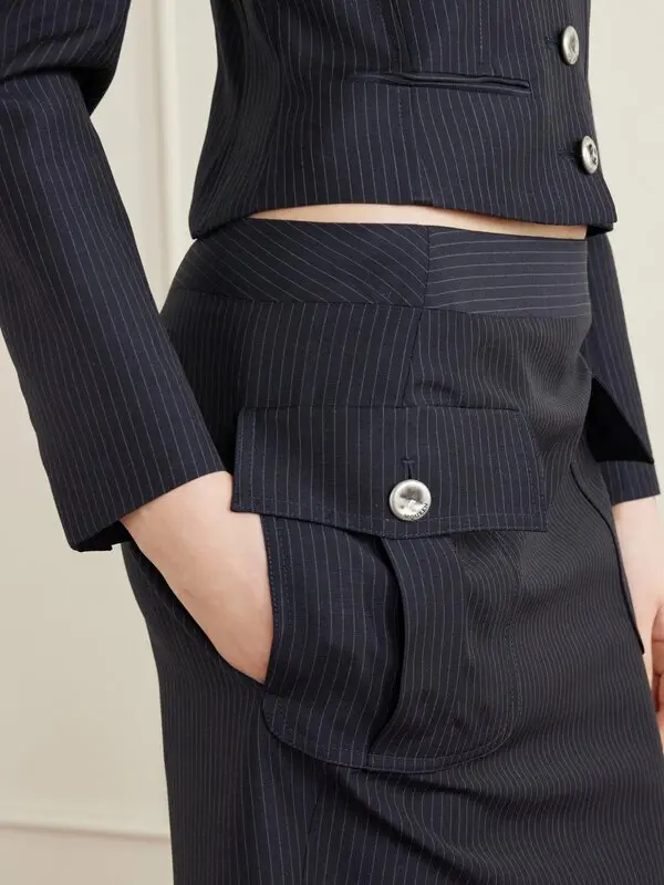 Alexander McQueen Pinstriped Wool And Mohair-blend Midi Skirt