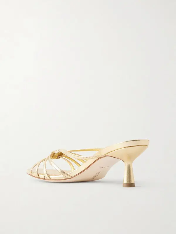 AeydĒ Abby Metallic Leather Mules - Gold