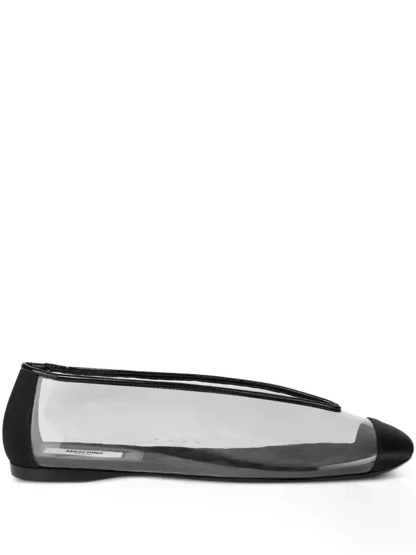 Moschino Sheer Ballet Flats With Cap Toe - Black