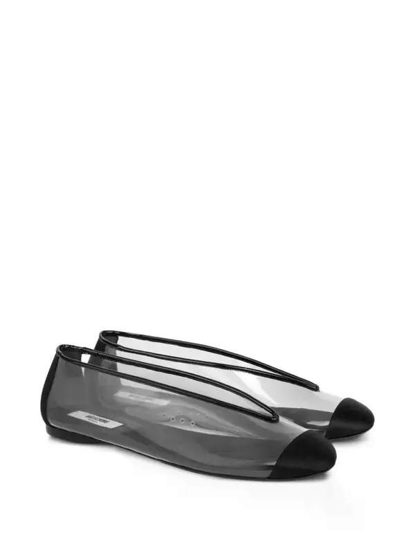 Moschino Sheer Ballet Flats With Cap Toe - Black