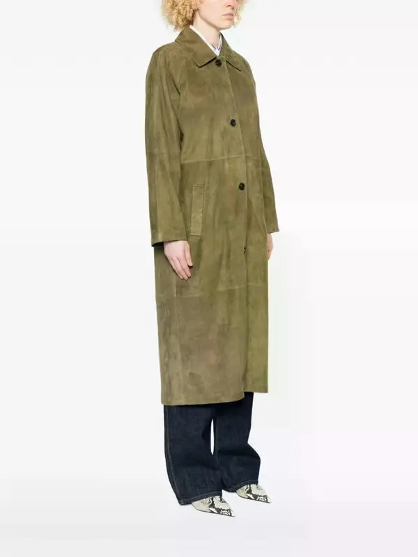 ARMA Judy Button Suede Coat - Green
