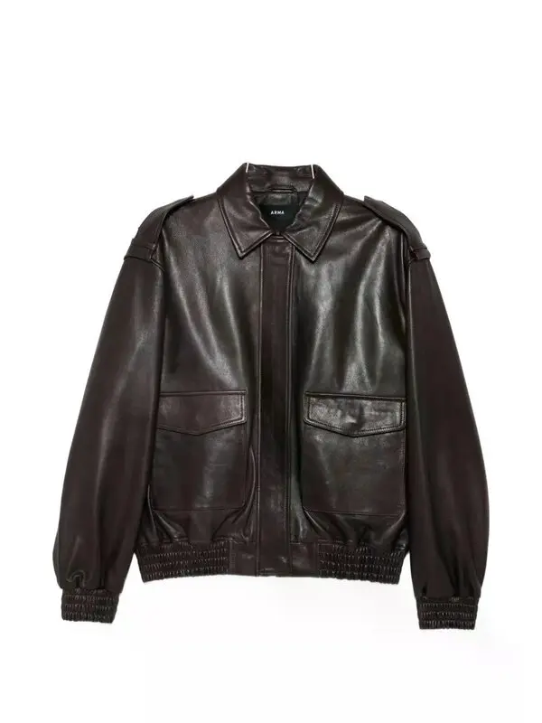 ARMA Astra Leather Bomber Jacket - Brown