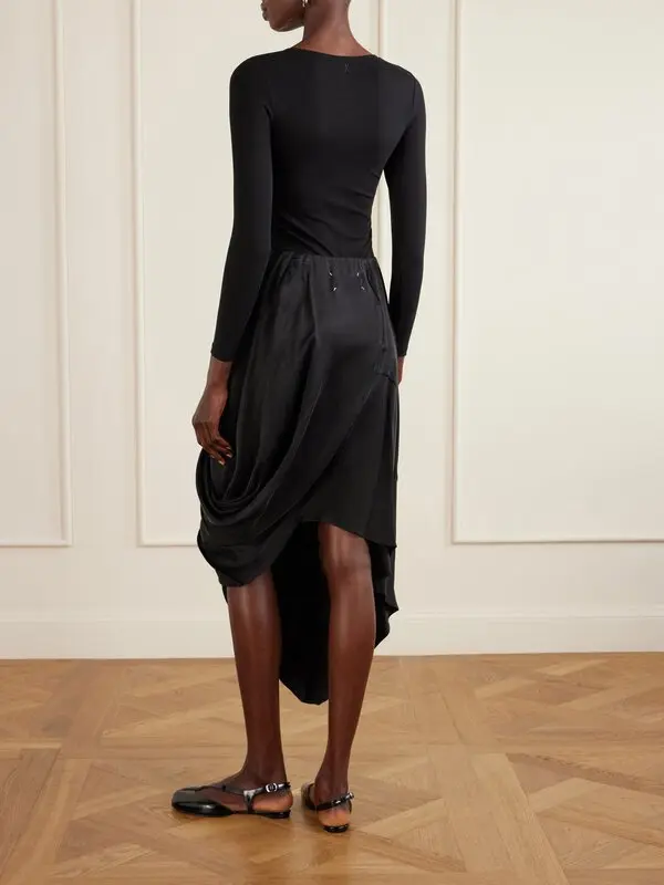 MAISON MARGIELA Asymmetric Gathered Satin Midi Skirt