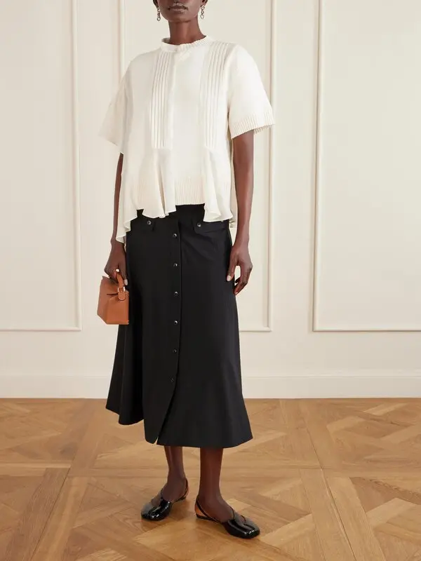 Sacai Paneled Pleated Ruffled Top