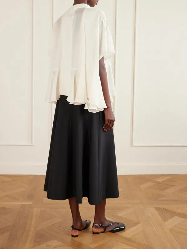 Sacai Paneled Pleated Ruffled Top