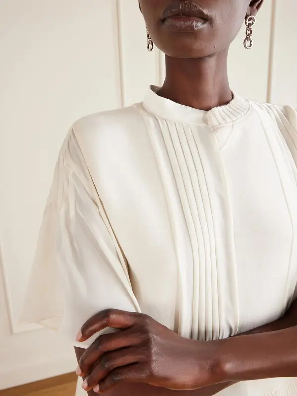 Sacai Paneled Pleated Ruffled Top