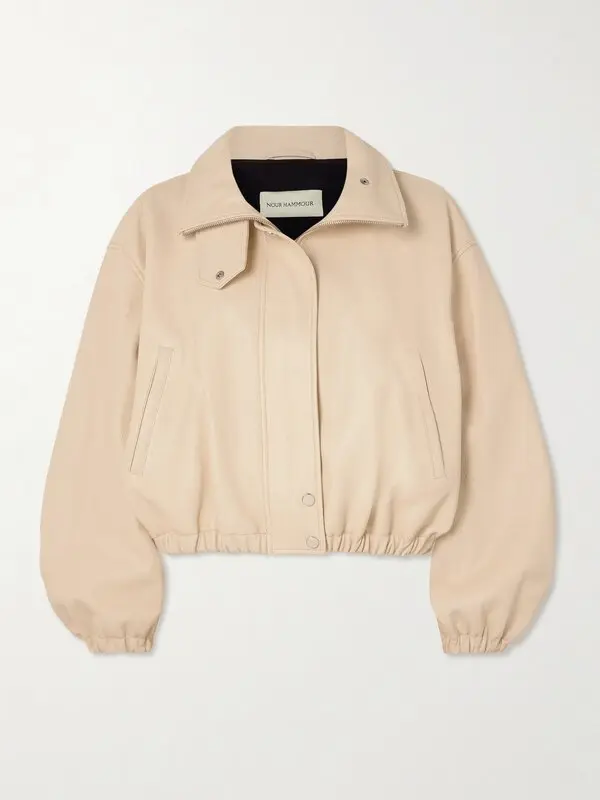 Nour Hammour Pia Textured-leather Jacket