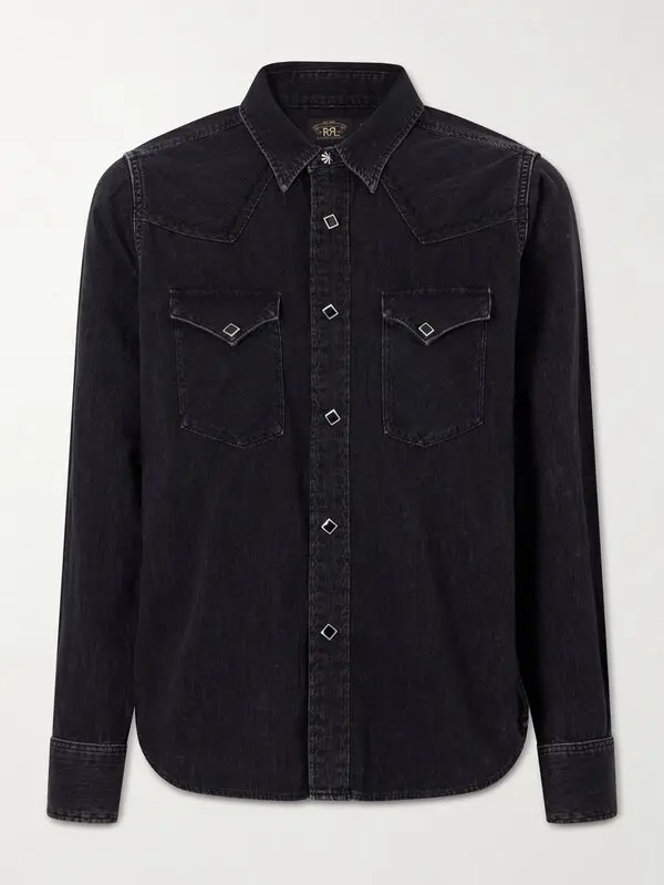 Ralph Lauren Embroidered Cotton Chambray Western Shirt