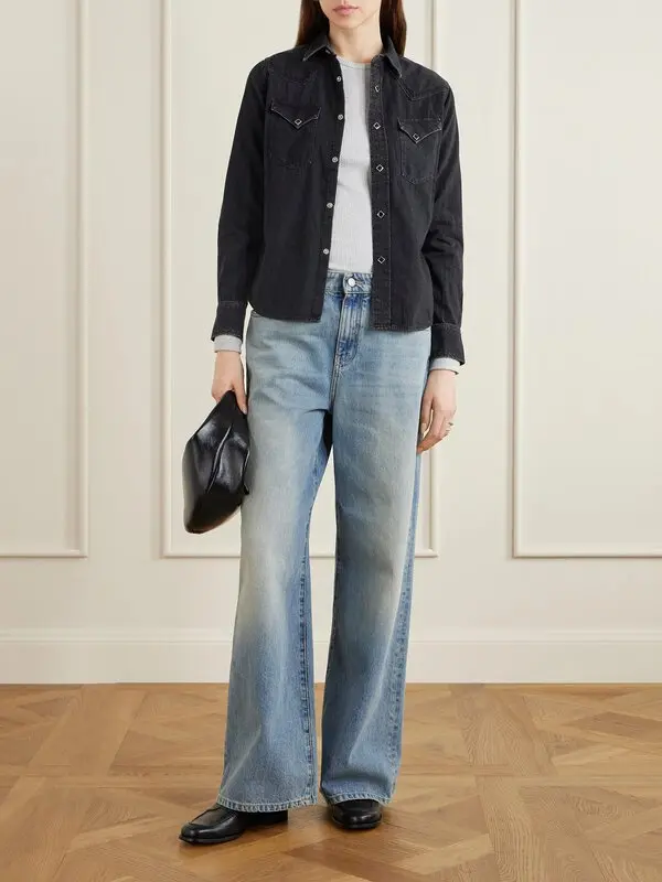 Ralph Lauren Embroidered Cotton Chambray Western Shirt