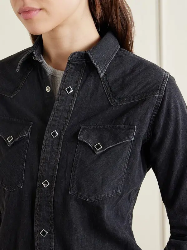 Ralph Lauren Embroidered Cotton Chambray Western Shirt