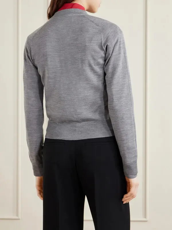 AMI Paris Embroidered Wool Cardigan