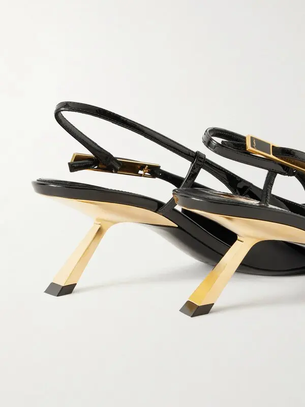 Saint Laurent Lee Patent-leather Slingback Pumps