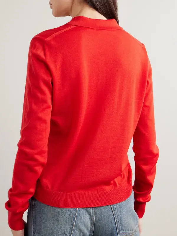 RÙADH Dea Embroidered Merino Wool Polo Sweater