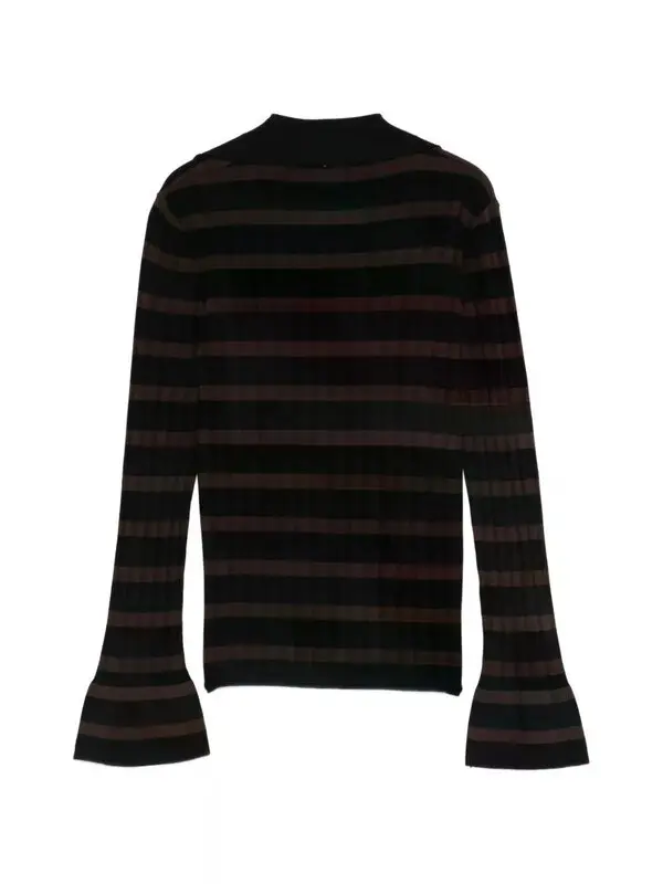 ROBERTO COLLINA Striped V-neck Ribbed Shirt