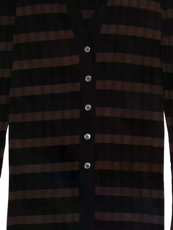 ROBERTO COLLINA Striped V-neck Ribbed Shirt