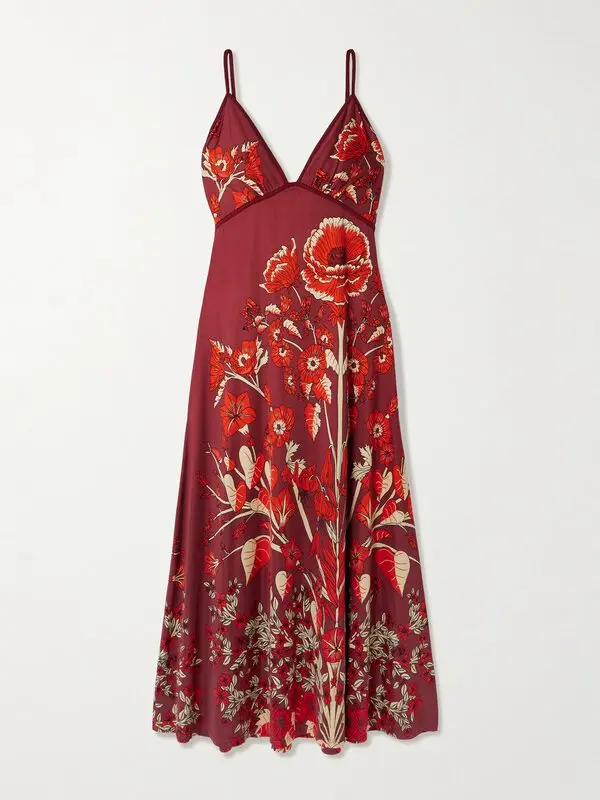 Johanna Ortiz Floral-print Stretch-jersey Maxi Dress - Red