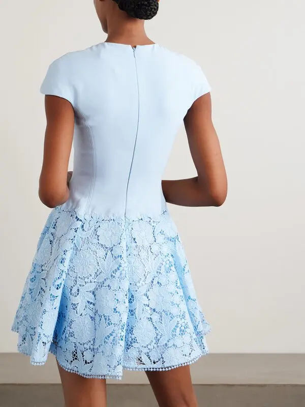 SELF-PORTRAIT Crepe And Guipure Lace Mini Dress