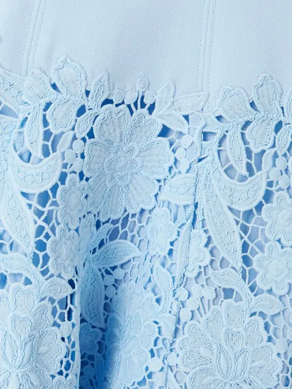 SELF-PORTRAIT Crepe And Guipure Lace Mini Dress