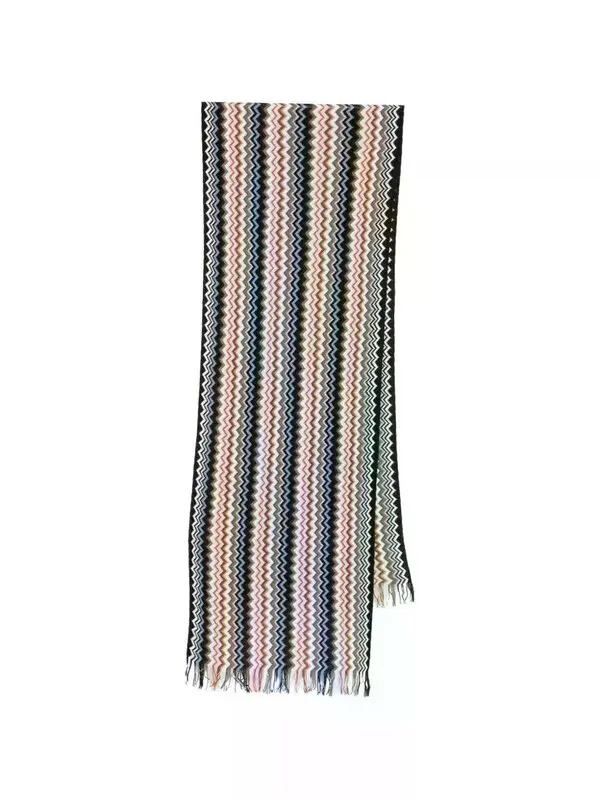 Missoni Chevron Fringed Scarf - Black