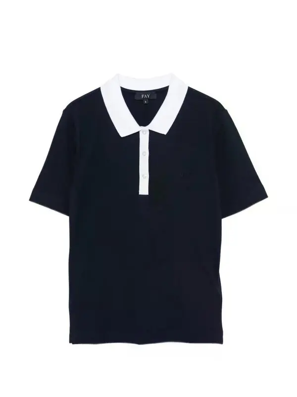 FAY Collared Button Polo Shirt - Blue