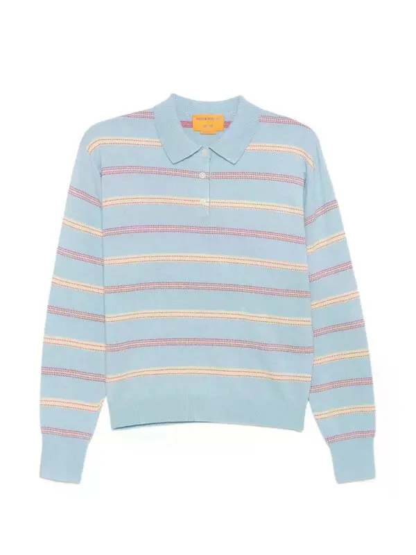 Guest In Residence Collegiate Striped Polo Top - Blue