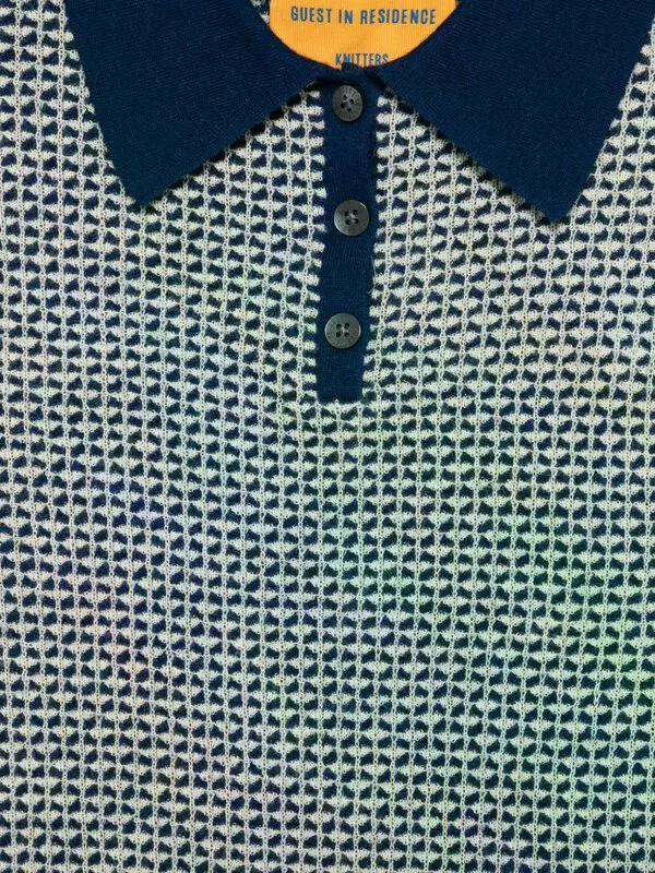 Guest In Residence Pique Buttoned Short-sleeve Polo Shirt - Blue