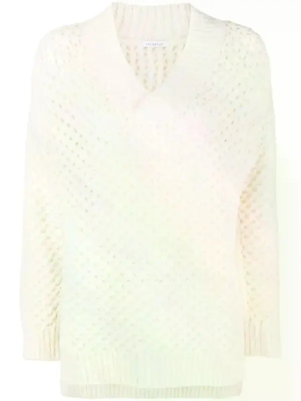 Malo Open-knit V-neck Jumper - Neutrals