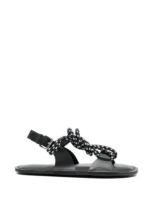 Plan C Braided Yarn Sandals - Black