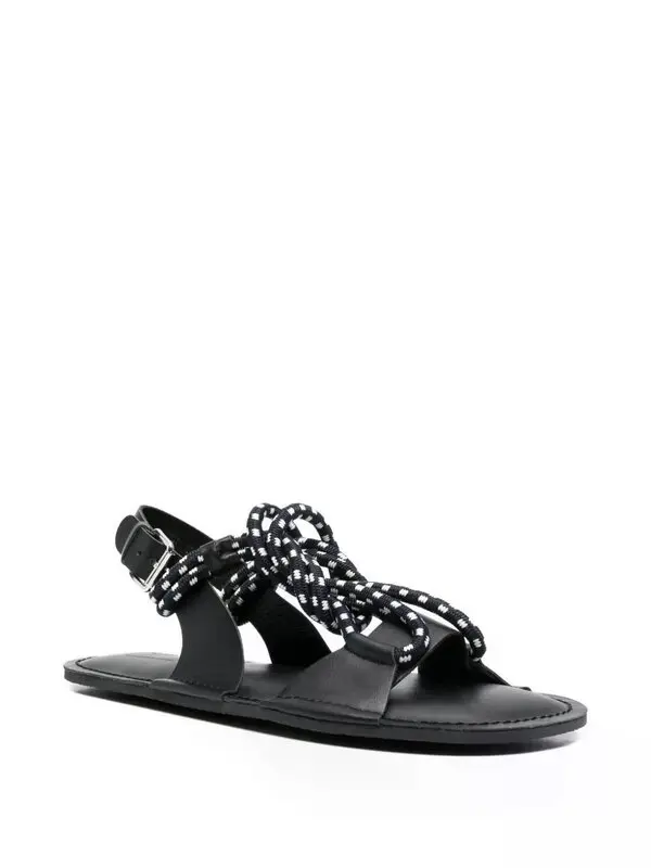 Plan C Braided Yarn Sandals - Black