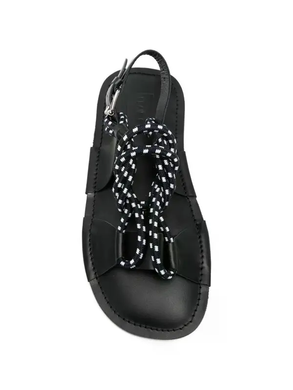 Plan C Braided Yarn Sandals - Black