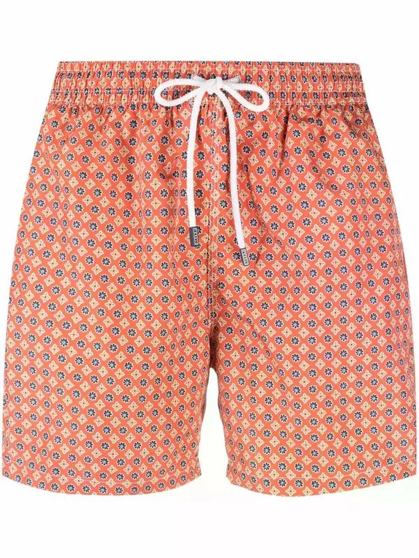 Fedeli Graphic-print Swimshorts - Orange