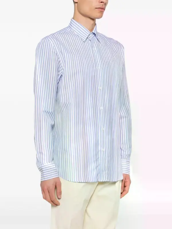 Brioni Hidden Bd Striped Buttoned Shirt