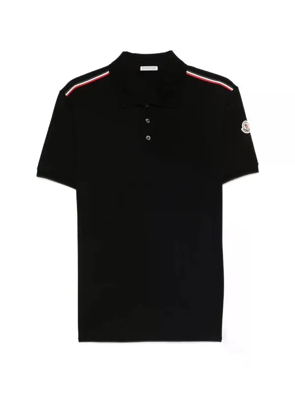 Moncler Stripe-detail Polo Shirt - Black