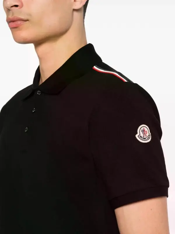 Moncler Stripe-detail Polo Shirt - Black