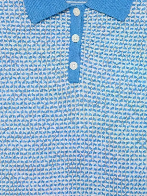 Guest In Residence Long Sleeve Patterned Polo Shirt