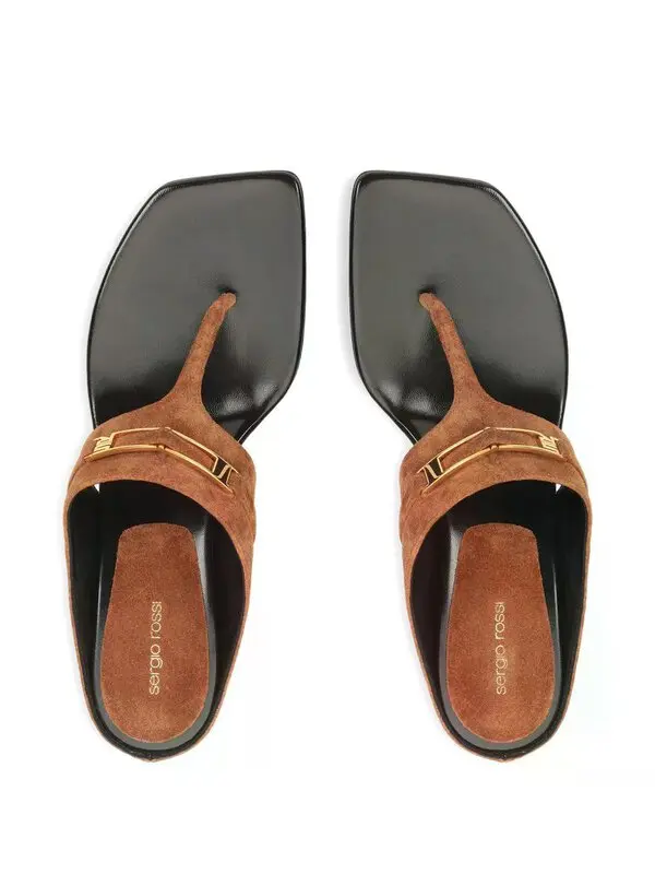SERGIO ROSSI Bitt Buckle Sandals - Brown