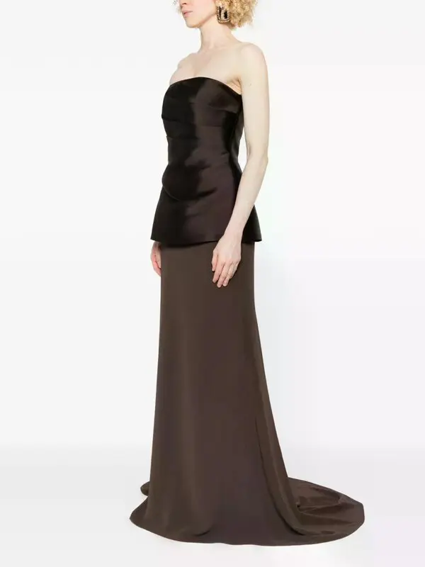 Solace London Alia Strapless Maxi Dress - Brown