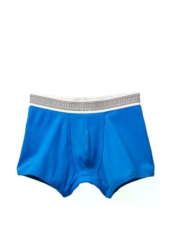 Versace Ribbed Cotton-jersey Trunks - Blue
