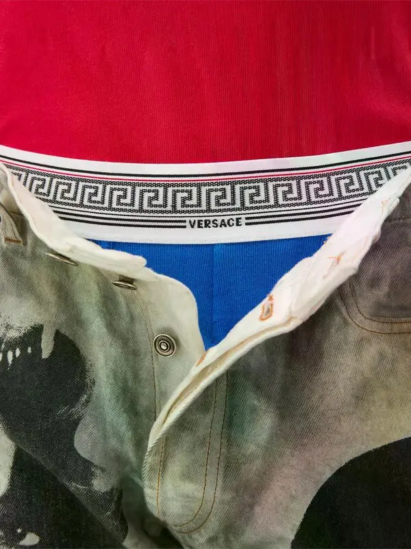 Versace Ribbed Cotton-jersey Trunks - Blue