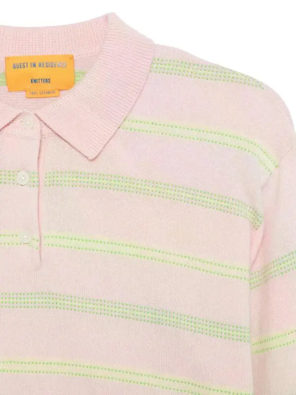 Guest In Residence Collegiate Striped Collared Polo Shirt