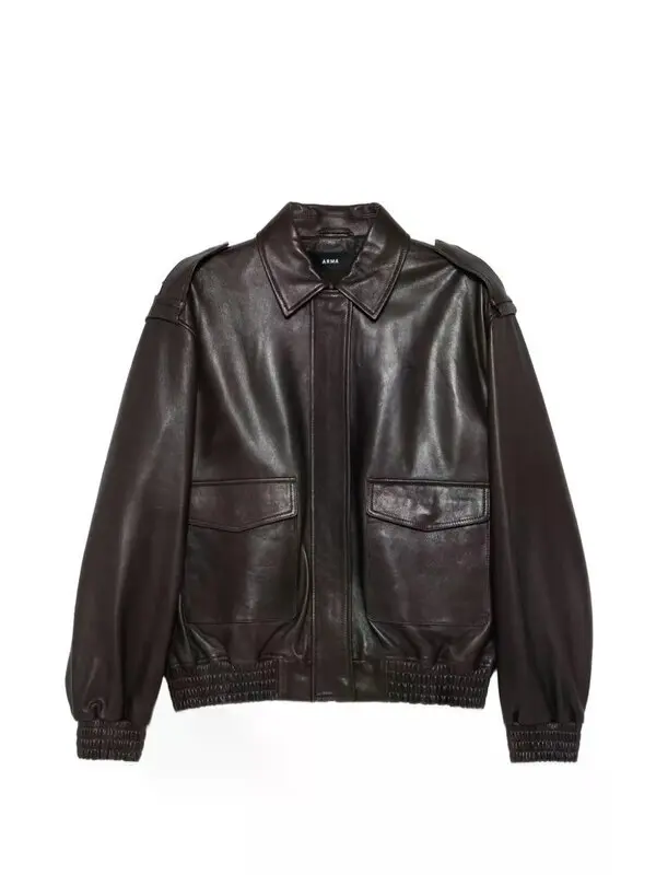 ARMA Astra Leather Bomber Jacket - Brown