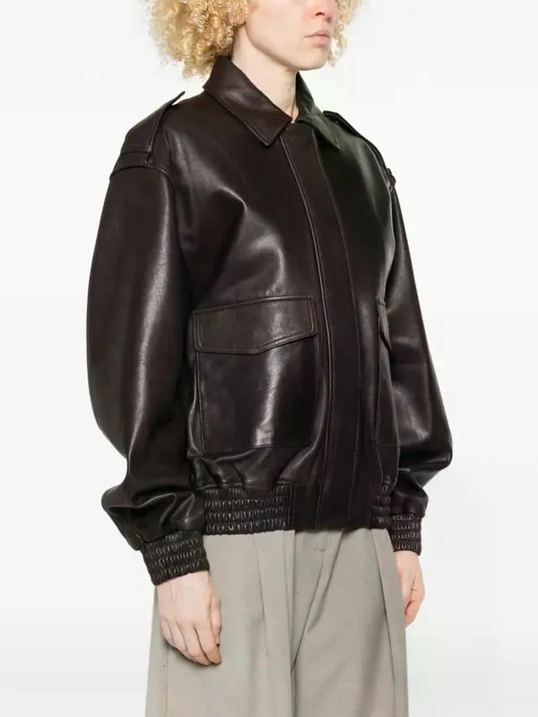 ARMA Astra Leather Bomber Jacket - Brown