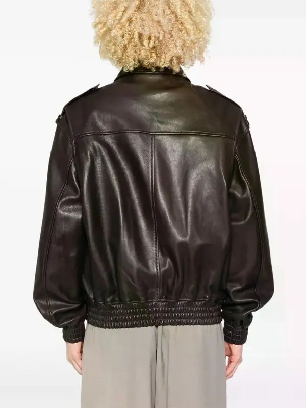 ARMA Astra Leather Bomber Jacket - Brown
